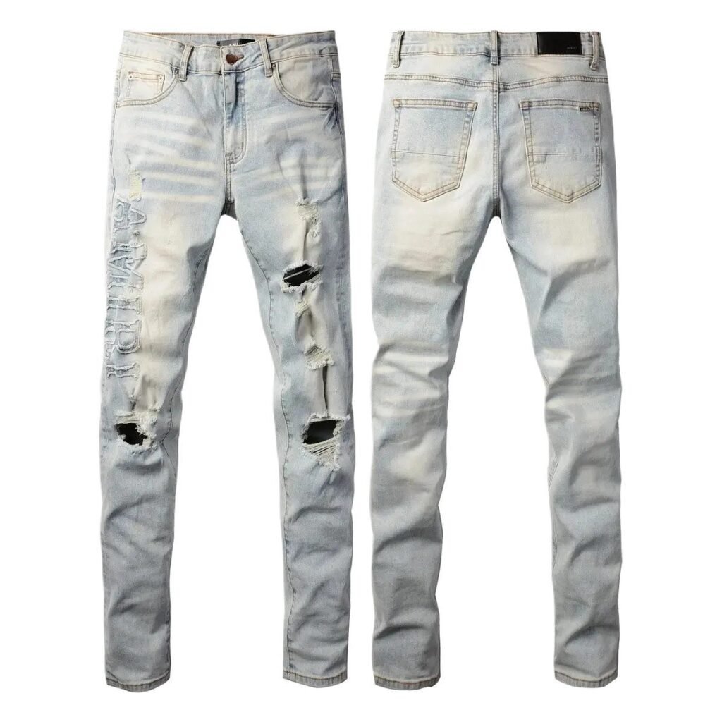 AMI Ripped Trendy Brand Light Blue Jeans - Litbuy Spreadsheet